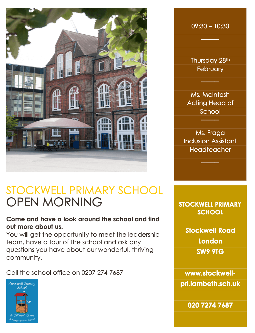 Open Morning - 28.02.2022 - Stockwell Primary