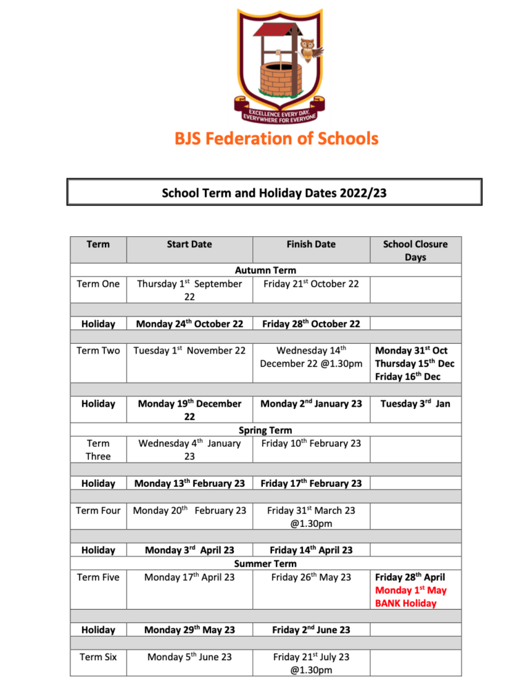 School Holiday/Term Dates - Stockwell Primary