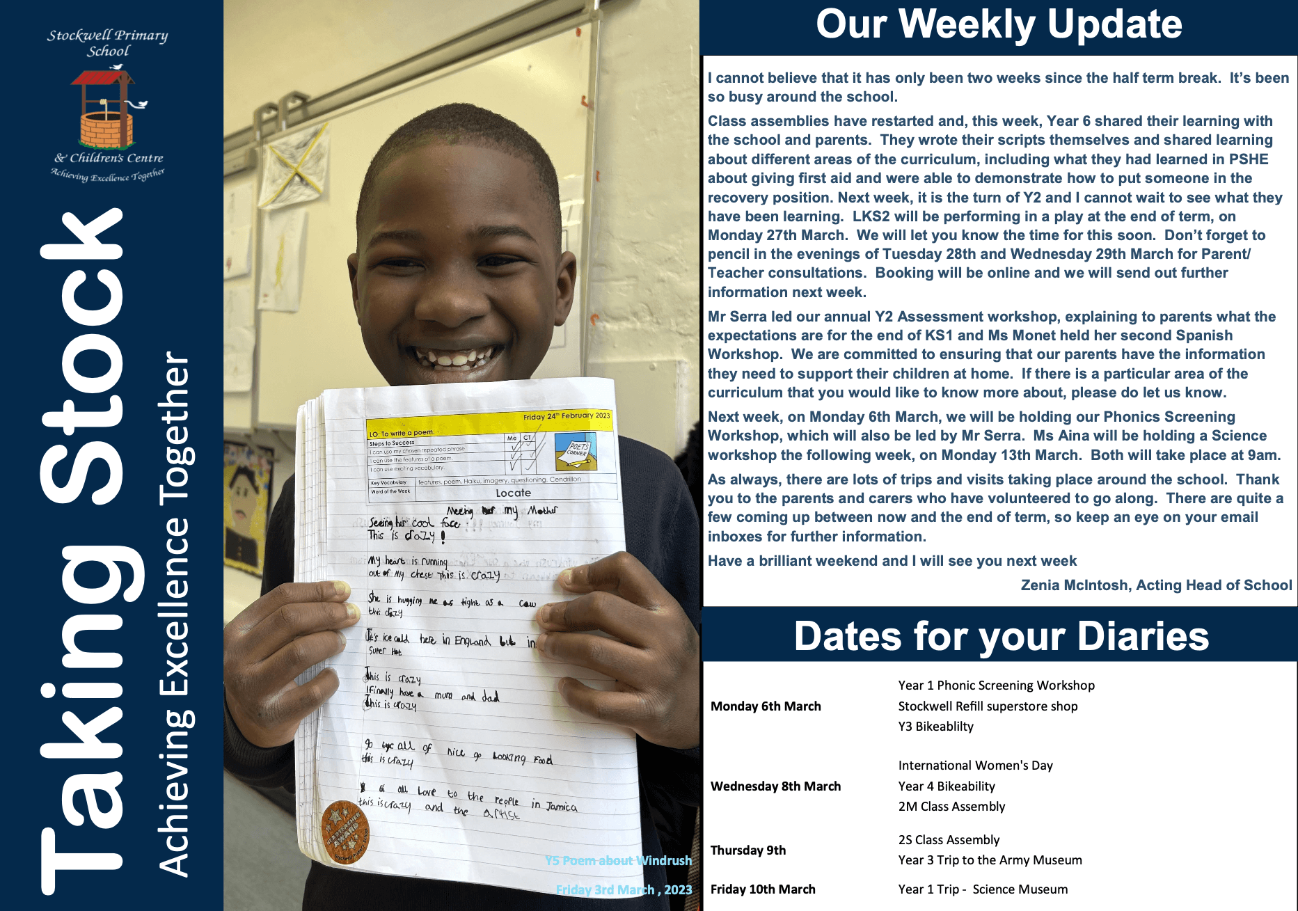 Taking Stock - 3rd March 2023 - Stockwell Primary