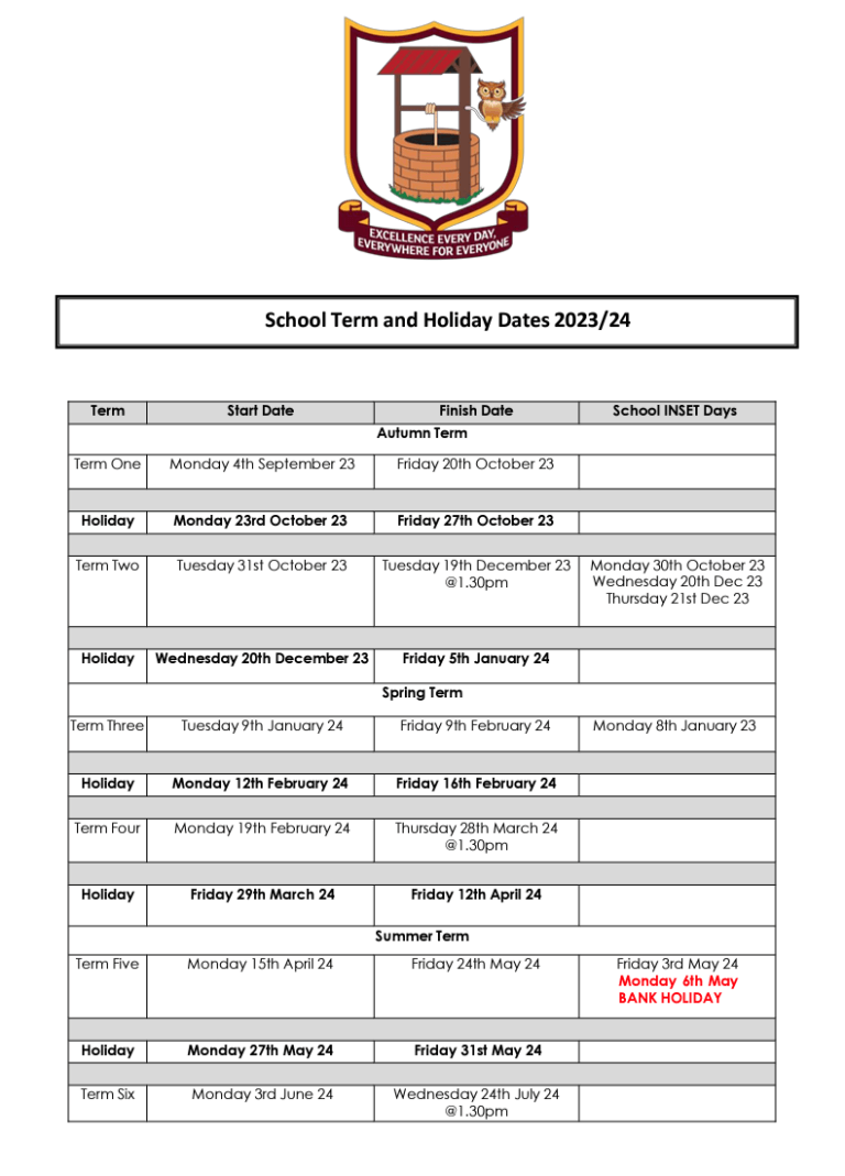 School Holiday/Term Dates - Stockwell Primary