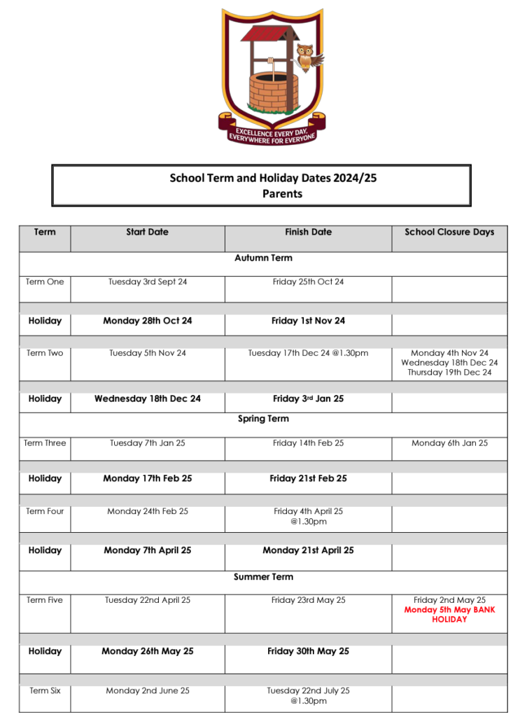 School Holiday/Term Dates - Stockwell Primary